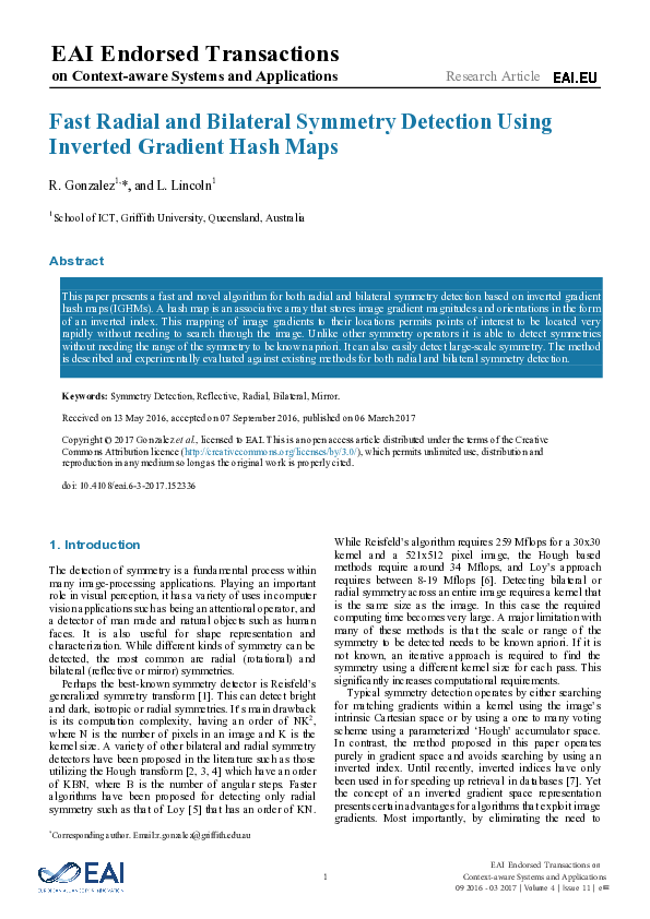 (PDF) Fast Radial and Bilateral Symmetry Detection Using Inverted Gradient Hash Maps