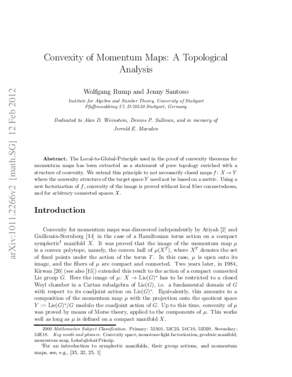 (PDF) Convexity of momentum maps: A topological analysis