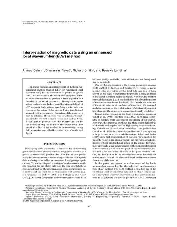(PDF) Interpretation of magnetic data using an enhanced local ...