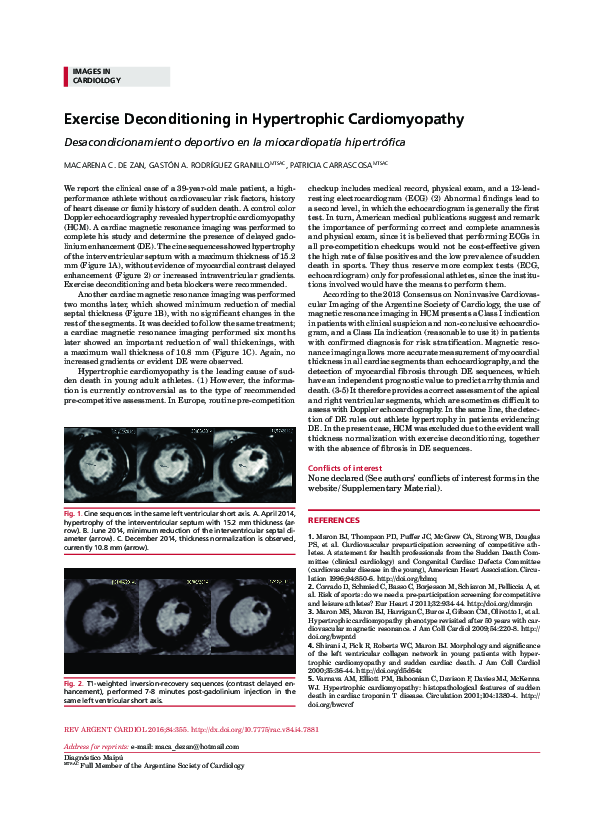 (PDF) Exercise Deconditioning in Hypertrophic Cardiomyopathy