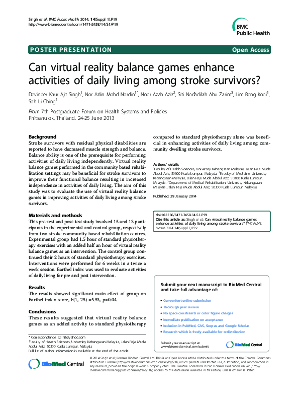 (PDF) Can virtual reality balance games enhance activities of daily ...