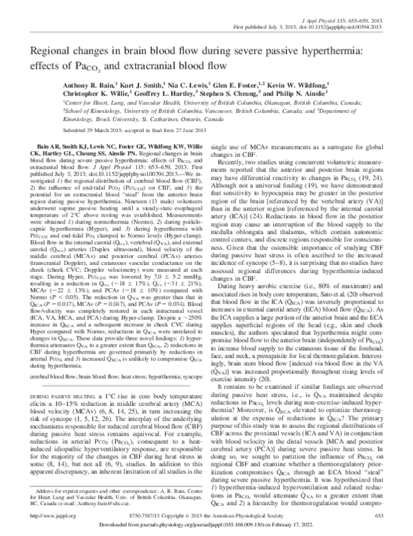 (PDF) Regional changes in brain blood flow during severe passive ...