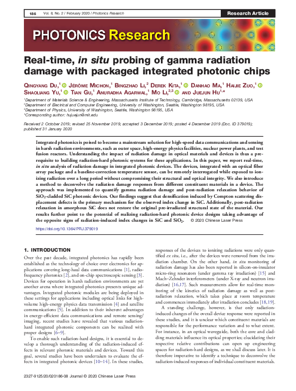 (PDF) Real-time, in situ probing of gamma radiation damage with ...