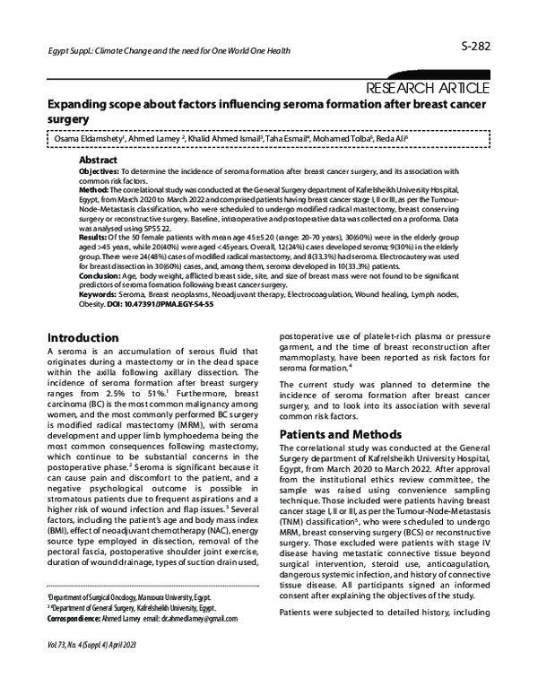 (PDF) Expanding scope about factors influencing seroma formation after ...