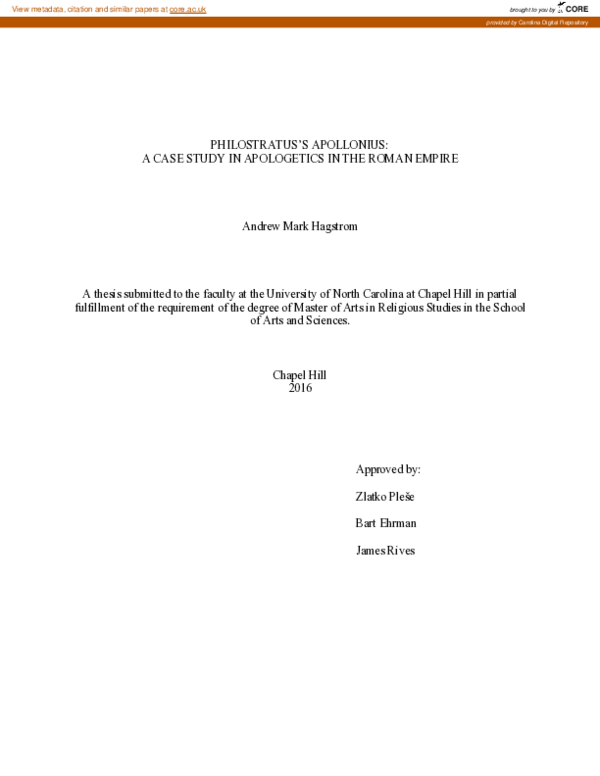 (PDF) Philostratus's Apollonius: A Case Study in Apologetics in the ...