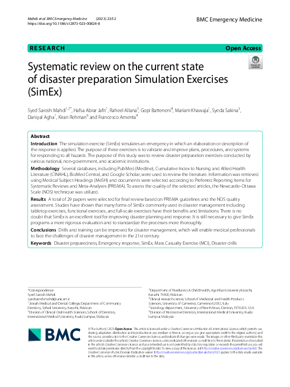 (PDF) Systematic review on the current state of disaster preparation ...