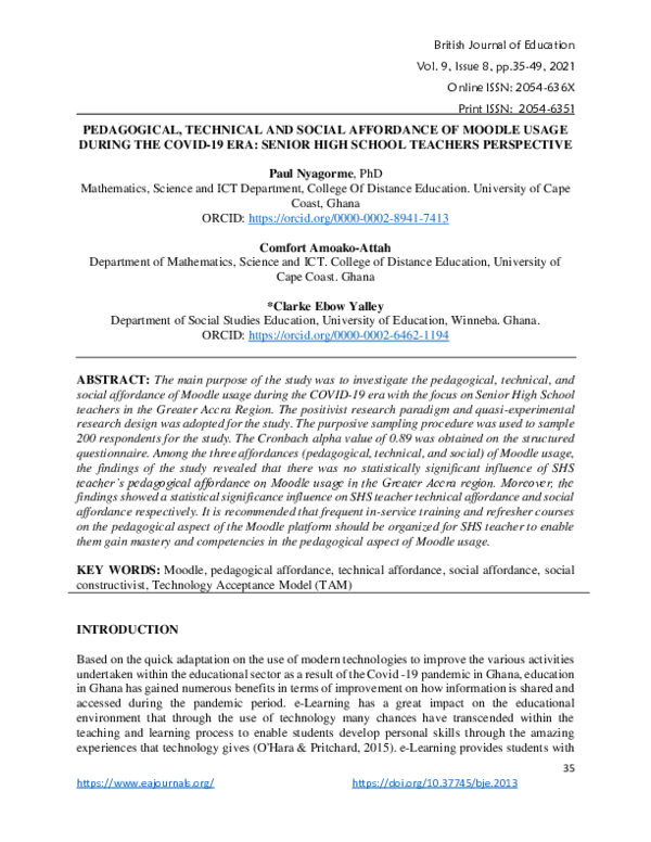 (PDF) Pedagogical, Technical and Social Affordance of Moodle Usage ...