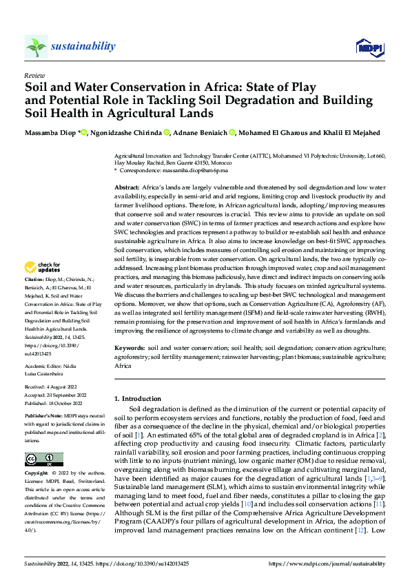 (PDF) Soil and Water Conservation in Africa: State of Play and ...