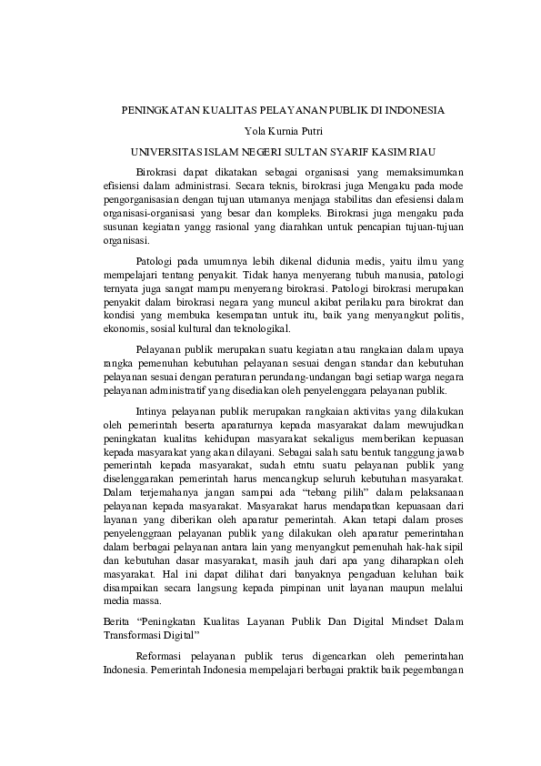 (DOC) PENINGKATAN KUALITAS PELAYANAN PUBLIK DI INDONESIA