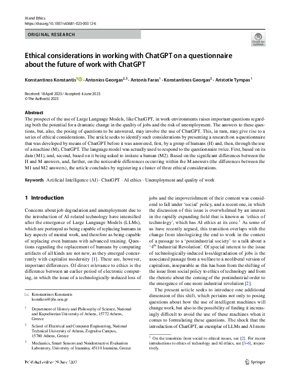 (PDF) Ethical considerations in working with ChatGPT on a questionnaire ...