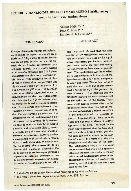 (PDF) Estudio y manejo del helecho marranero Pterididium aquílinum (L ...