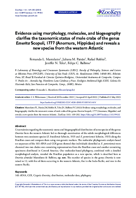 (PDF) Evidence using morphology, molecules, and biogeography clarifies ...
