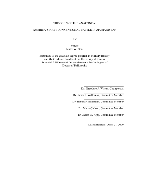 (PDF) The Coils of the Anaconda: America's First Conventional Battle in ...