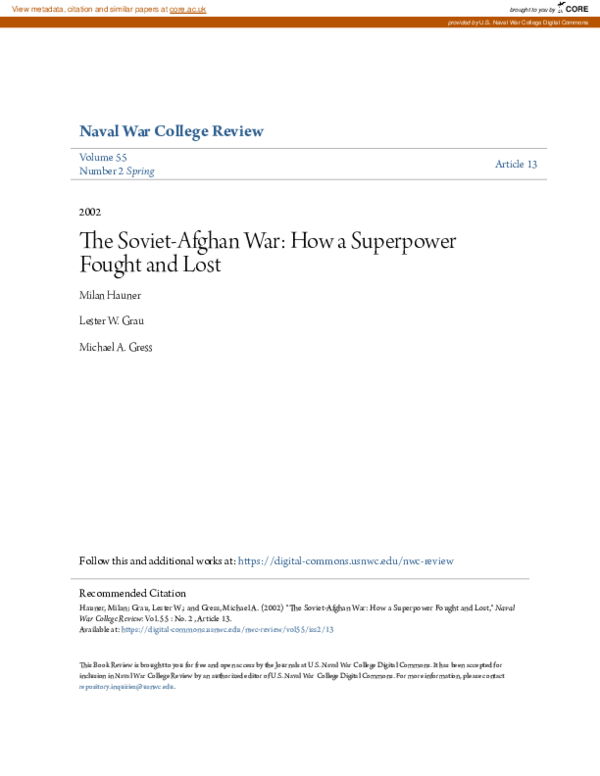 (PDF) The Soviet-Afghan War: How a Superpower Fought and Lost