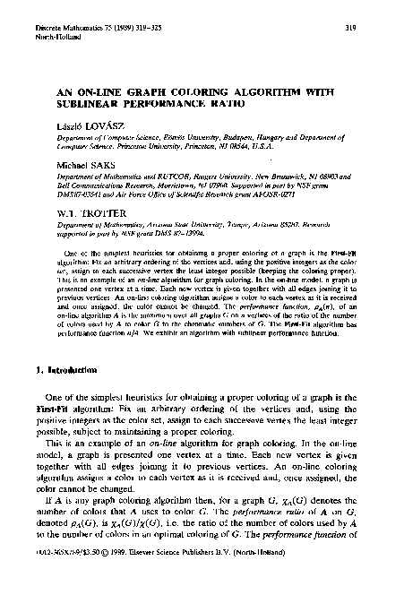 (PDF) An on-line graph coloring algorithm with sublinear performance ratio