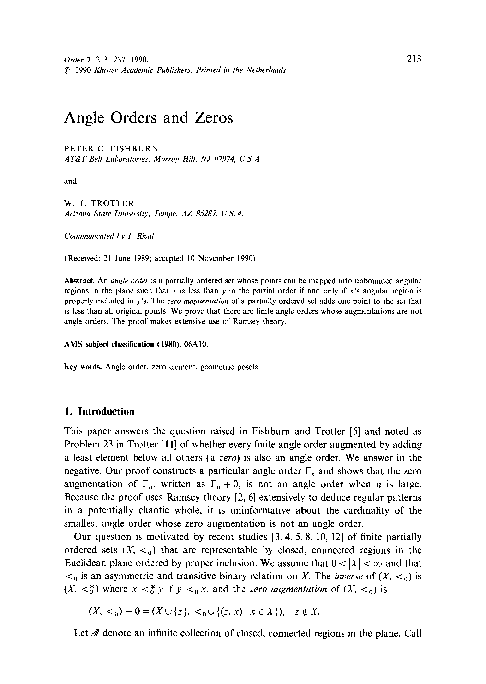(PDF) Angle orders and zeros