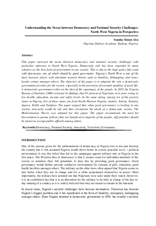 (PDF) Understanding the Nexus between Democracy and National Security ...