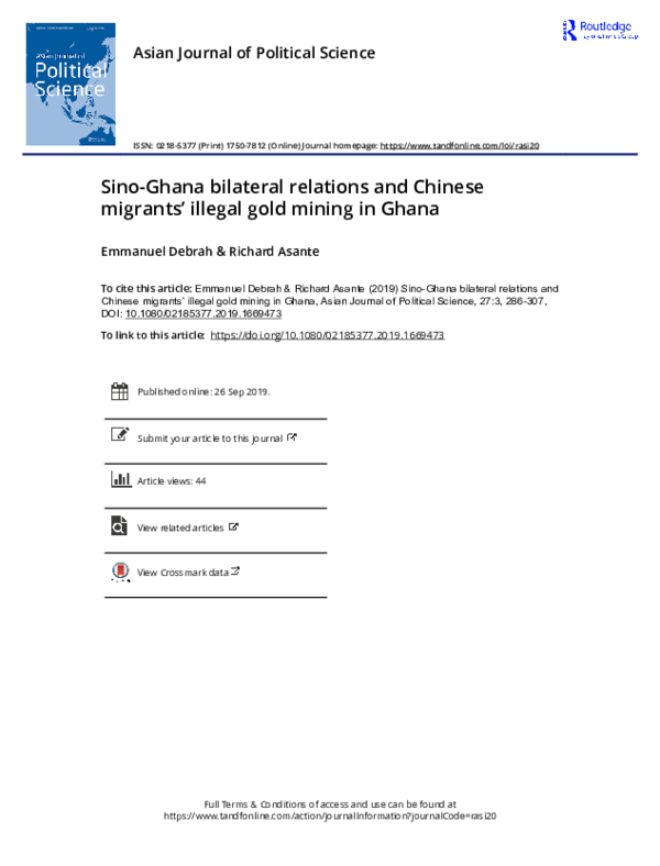 (PDF) Sino-Ghana bilateral relations and Chinese migrants’ illegal gold ...