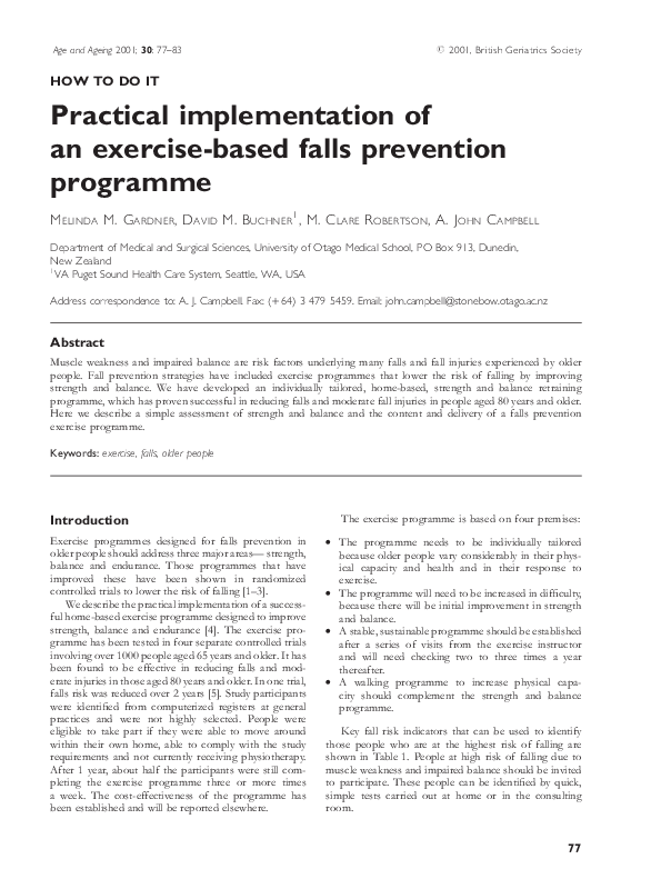 (PDF) Practical implementation of an exercise-based falls prevention ...