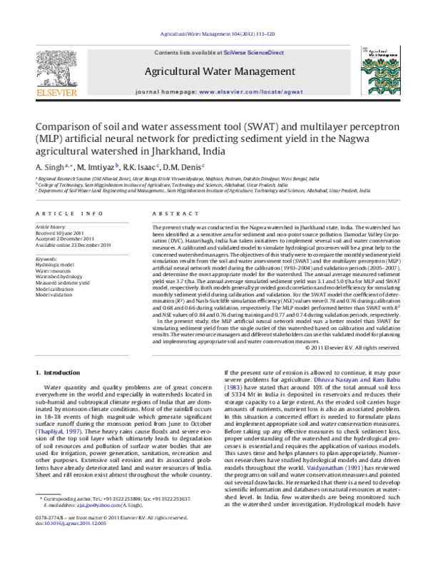(PDF) Comparison of soil and water assessment tool (SWAT) and multilayer perceptron (MLP ...
