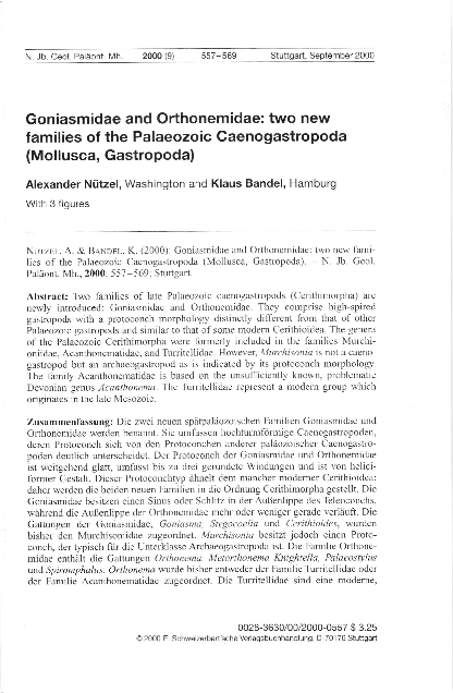 (PDF) Goniasmidae and Orthonemidae: two new families of the Palaeozoic ... (PDF) Goniasmidae and Orthonemidae: two new families of the Palaeozoic ...