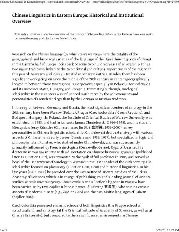 (PDF) Chinese Linguistics in Eastern Europe