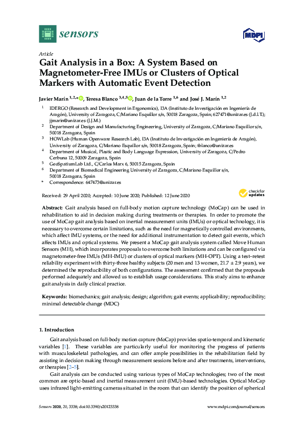 (PDF) Gait Analysis in a Box: A System Based on Magnetometer-Free IMUs or Clusters of Optical ...