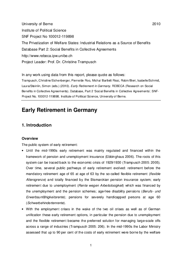 (PDF) Early retirement in Germany