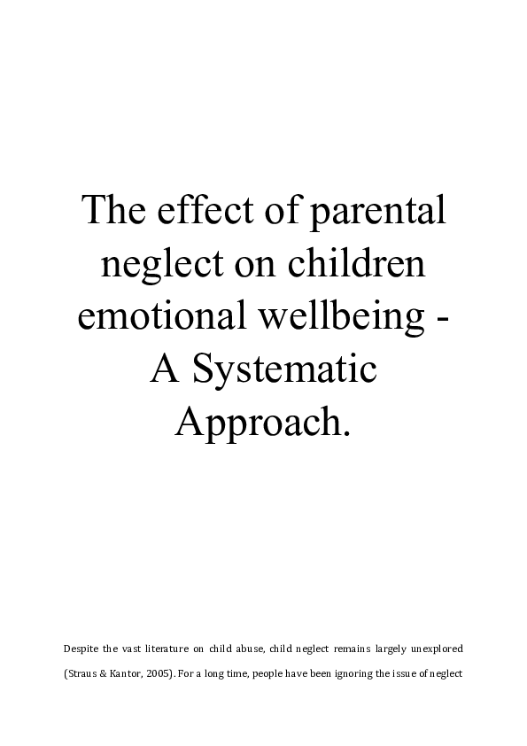 (DOC) The effect of parental neglect on children emotional wellbeing -A ...