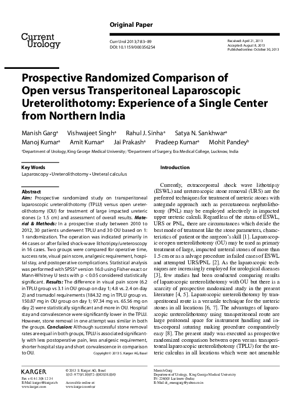 Pdf Prospective Randomized Comparison Of Open Versus Transperitoneal