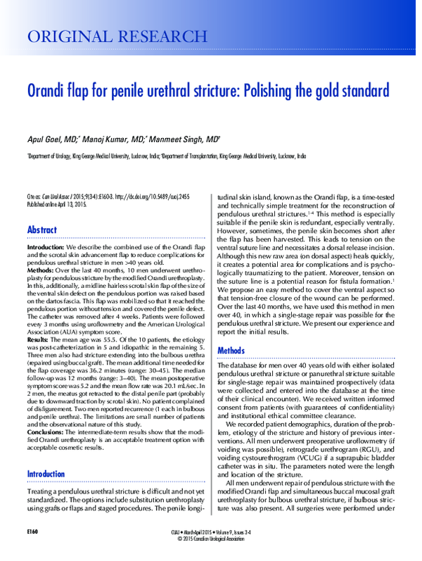 (PDF) Orandi flap for penile urethral stricture: polishing the gold ...