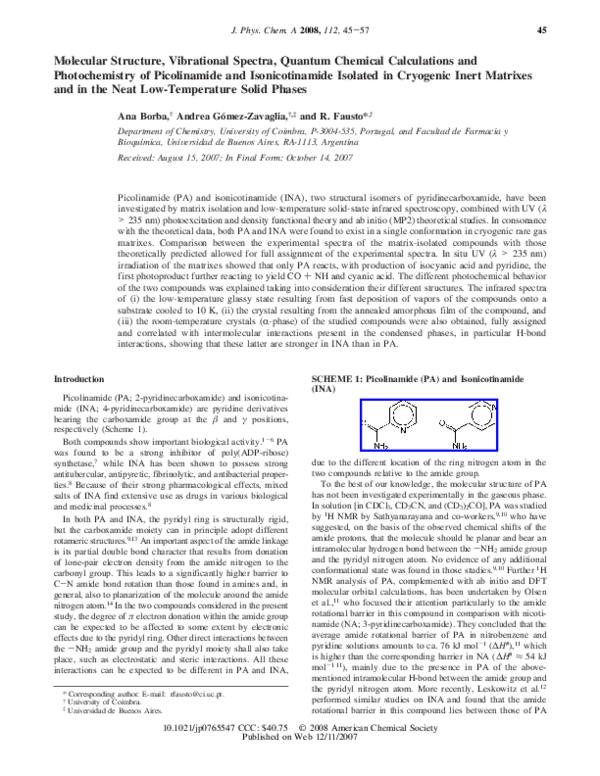 (PDF) Molecular Structure, Vibrational Spectra, Quantum Chemical ...