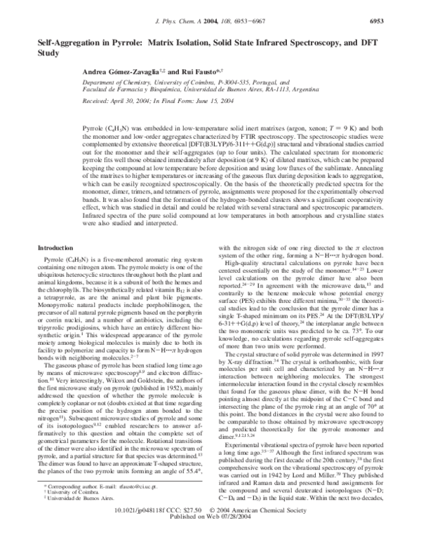 (PDF) Self-Aggregation in Pyrrole: Matrix Isolation, Solid State ...