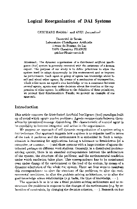 (PDF) Logical reorganization of DAI systems