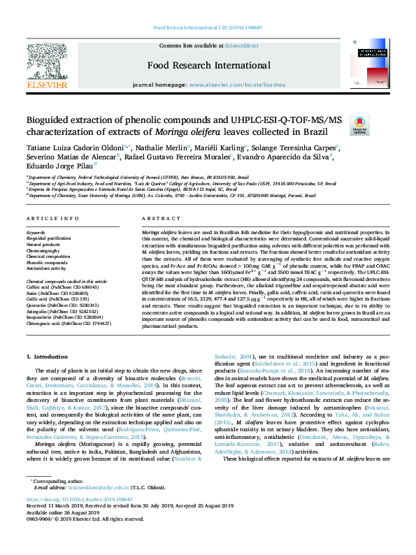 (PDF) Bioguided extraction of phenolic compounds and UHPLC-ESI-Q-TOF-MS/MS characterization of ...