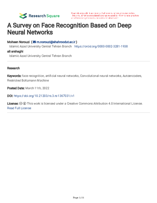 Pdf A Survey On Face Recognition Based On Deep Neural Networks Ali