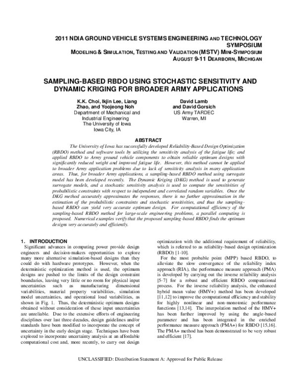 (PDF) Sampling-based RBDO using the stochastic sensitivity analysis and Dynamic Kriging method