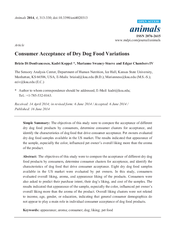 (PDF) Consumer Acceptance of Dry Dog Food Variations