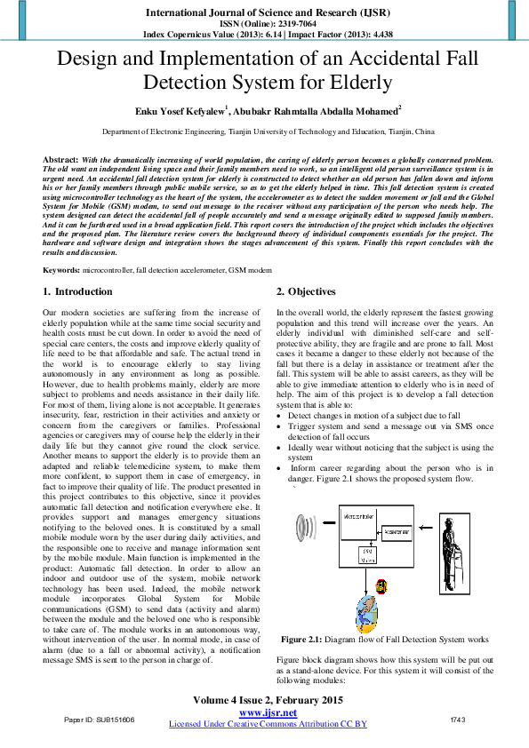 (PDF) Design and Implementation of an Accidental Fall Detection System for Elderly