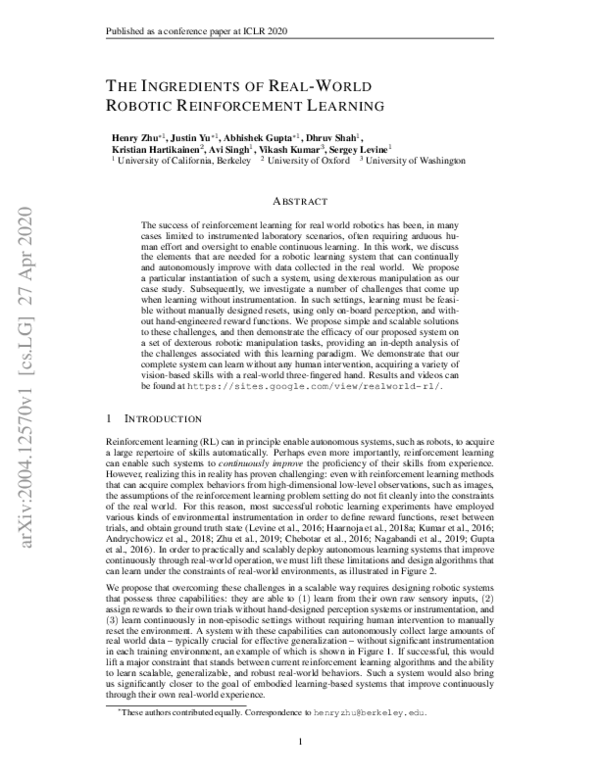 (PDF) The Ingredients of Real-World Robotic Reinforcement Learning