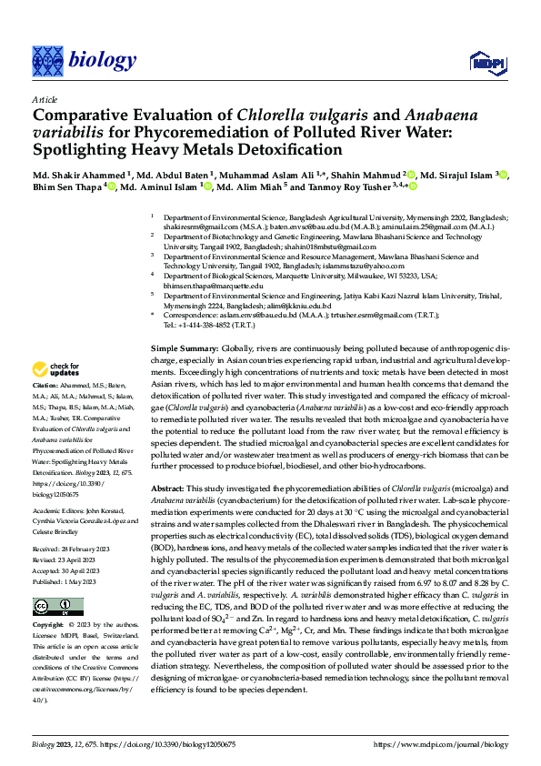 (PDF) Comparative Evaluation of Chlorella vulgaris and Anabaena ...