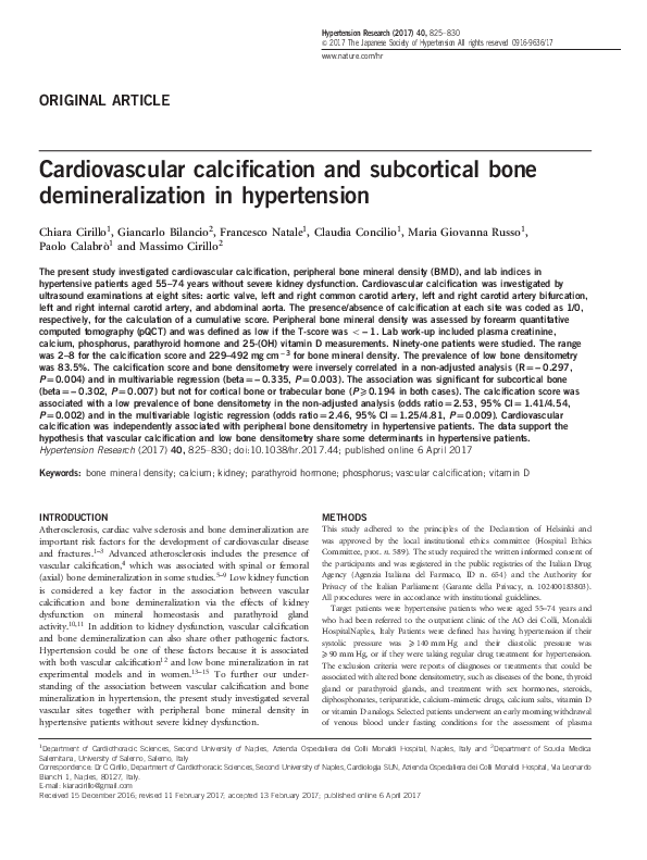 (PDF) Cardiovascular calcification and subcortical bone ...