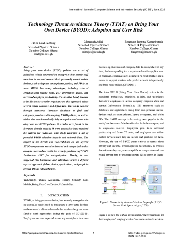 (PDF) Technology Threat Avoidance Theory (TTAT) on Bring Your Own ...