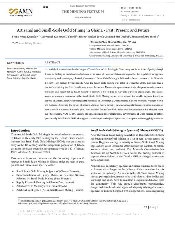 (PDF) Artisanal and Small-Scale Gold Mining in Ghana -Past, Present and Future