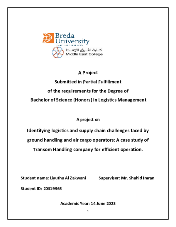 (DOC) Identifying logistics and supply chain challenges faced by ground ...