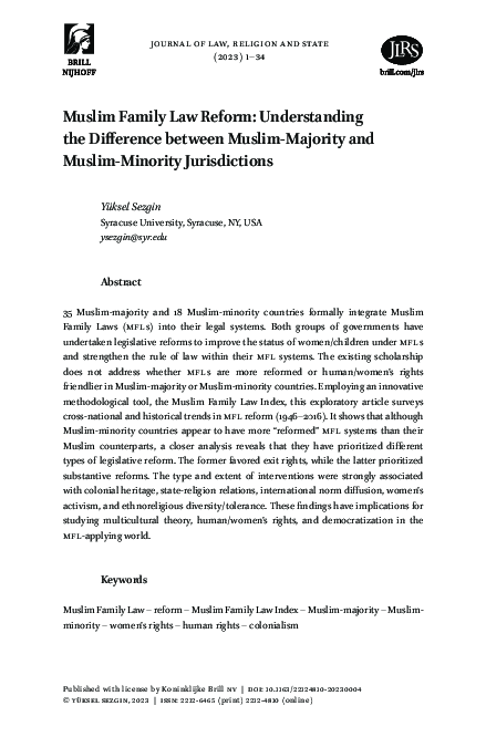(PDF) Muslim Family Law Reform: Understanding the Difference between ...