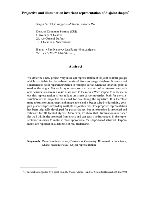 (PDF) Projective and illumination invariant representation of disjoint shapes