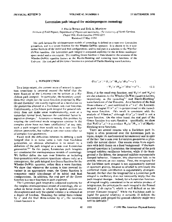 (PDF) Lorentzian path integral for minisuperspace cosmology | Erik Vargas martinez - Academia.edu