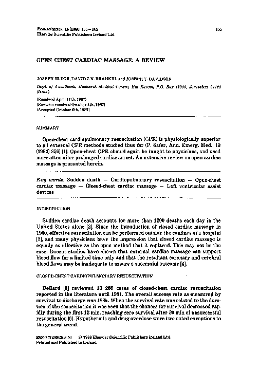 (PDF) Open chest cardiac massage: A review