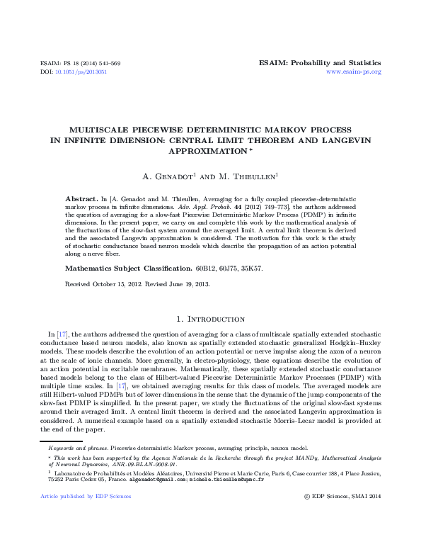 (PDF) Multiscale Piecewise Deterministic Markov Process in infinite dimension: central limit ...